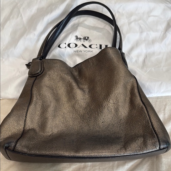 Coach | Bags | Coach Brown Shoulder Bag With Elegant Metallic Finish ...